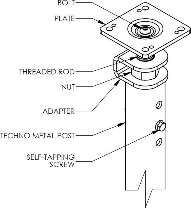 Fixed or adjustable bracket installation - Techno Metal Post
